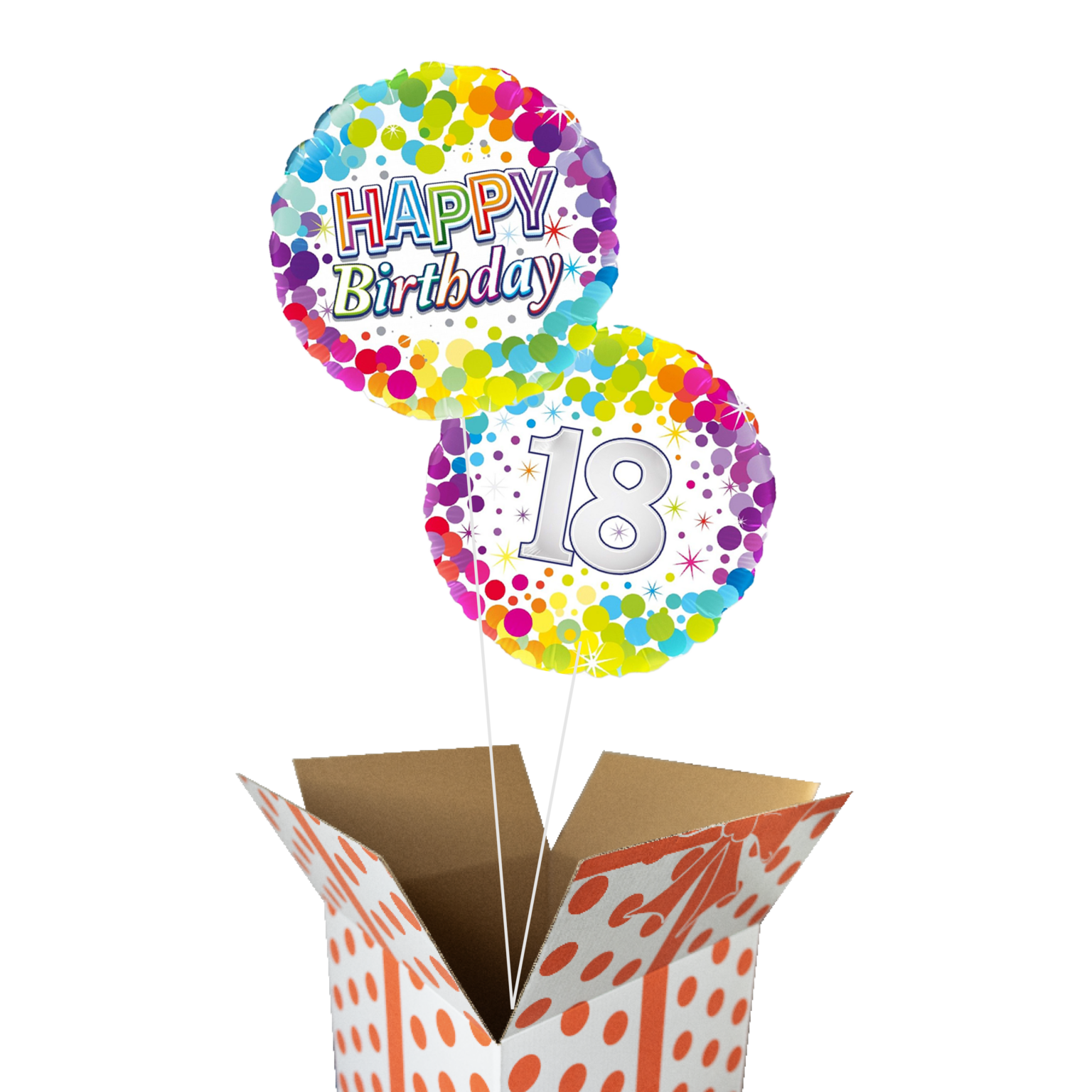 Colorful happy birthday 18 år - buket - Send en ballon